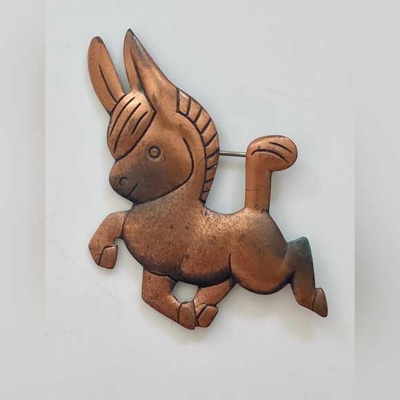 Jewelry | Vintage Mid Century Copper Donkey Brooch Pin With Patina ...